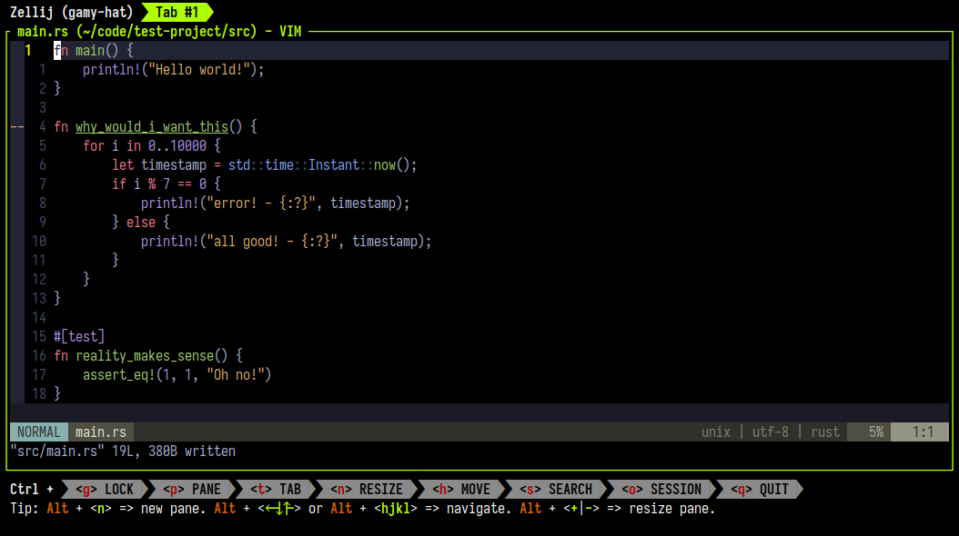 Basic Development With Zellij